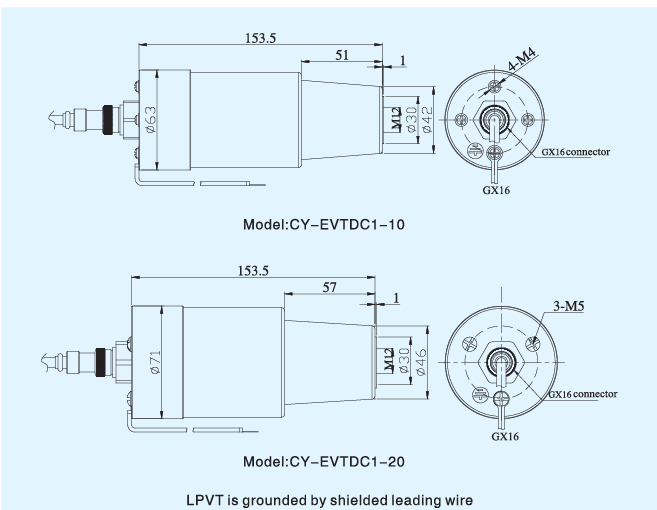 IEC/GB Standard Electrical Voltage Transformer Sensor LPVT Rear - Plug Type