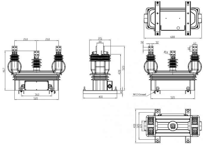 Overhead Pole Mounted 12kV 1000A Primary Metering Unit 2CT