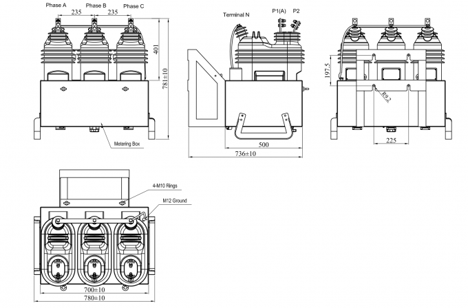 MV Overhead 3VT 800A 17.5kV Pole Mounted Metering Box
